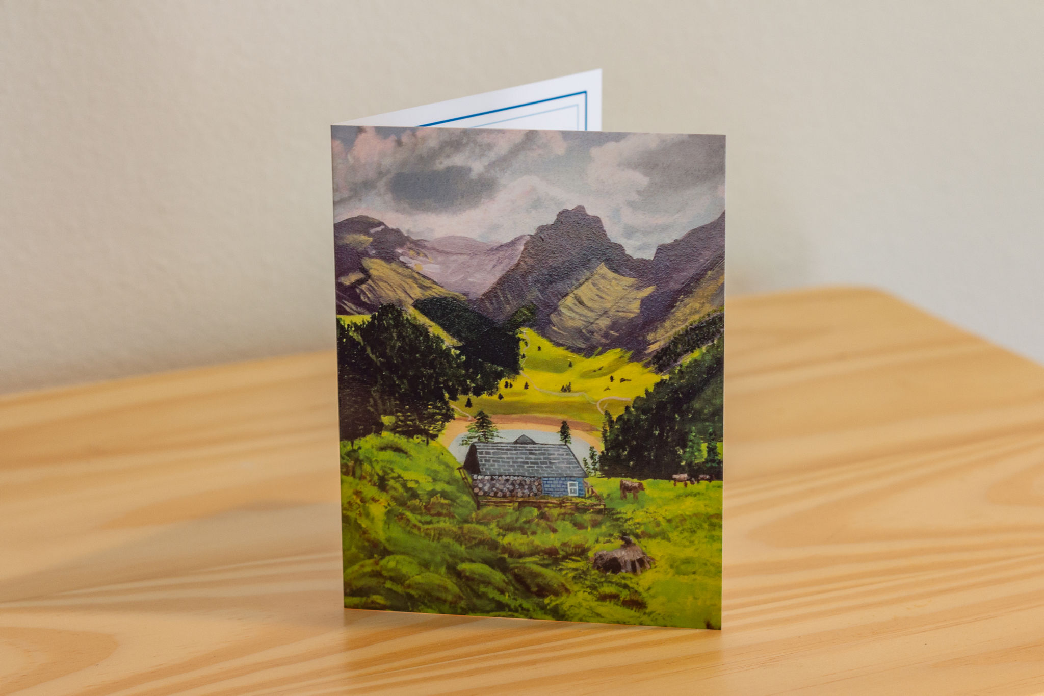 Cabin in the Alps Note Card - PattiAnn's Art
