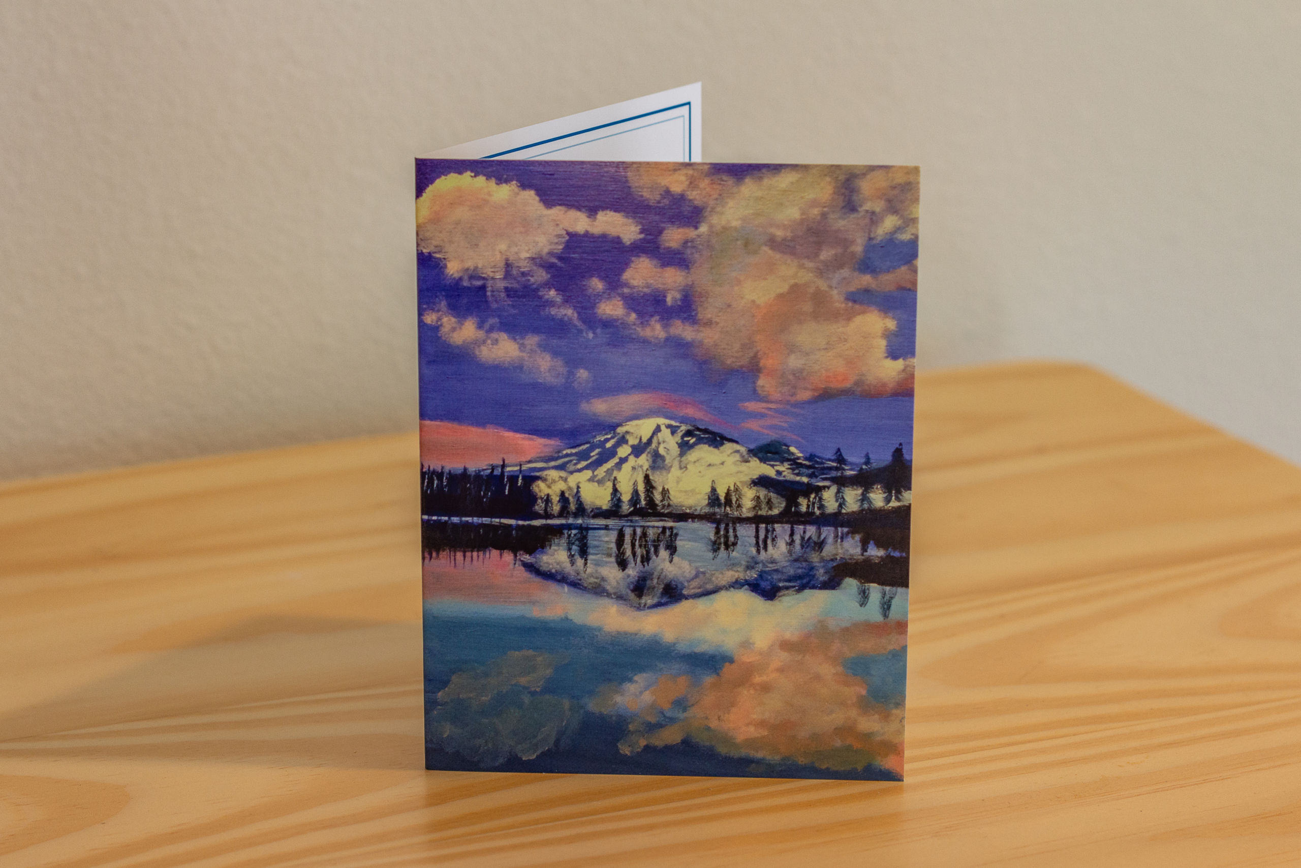 Mount Rainier Reflection Note Card - PattiAnn's Art